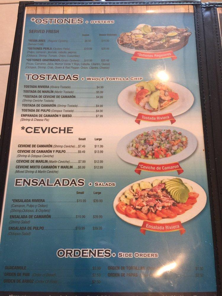 Carta del restaurante Mariscos La Riviera Nayarit, Dallas