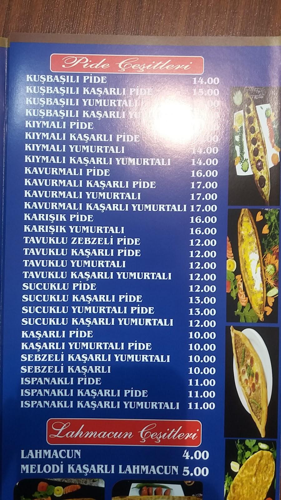 Carta de Melodi Restaurant, Estambul, İdil Sk. No:9