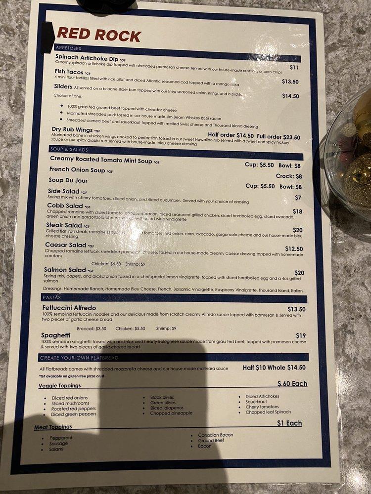 Menu at Red Rock Bar and Grill, Woodbury, 676 Bielenberg Dr