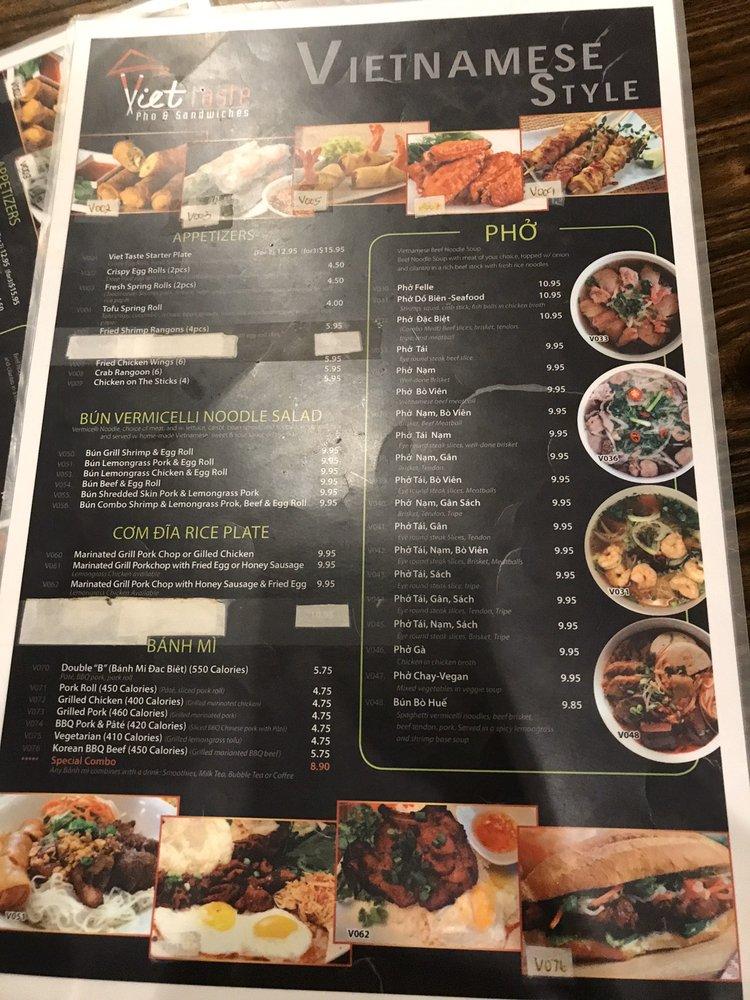 Menu at Viet Taste restaurant, Norridge
