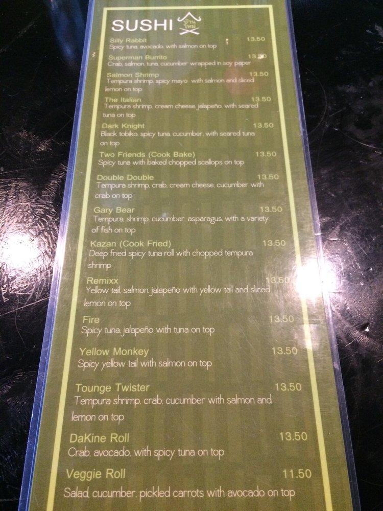 Menu at Ban Mai Thai restaurant, Grants Pass