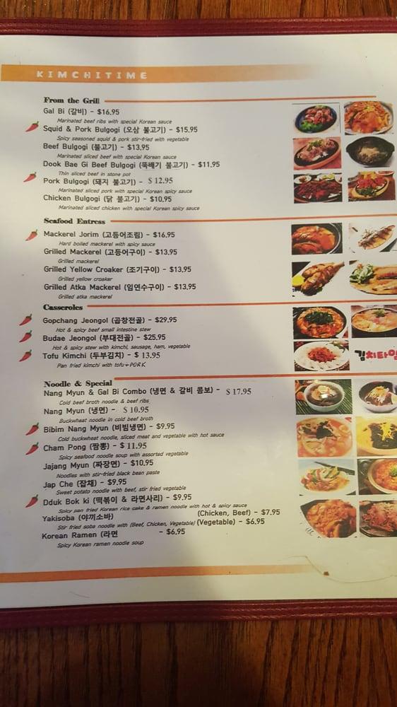 Menu at Kimchi Time restaurant, Tucson