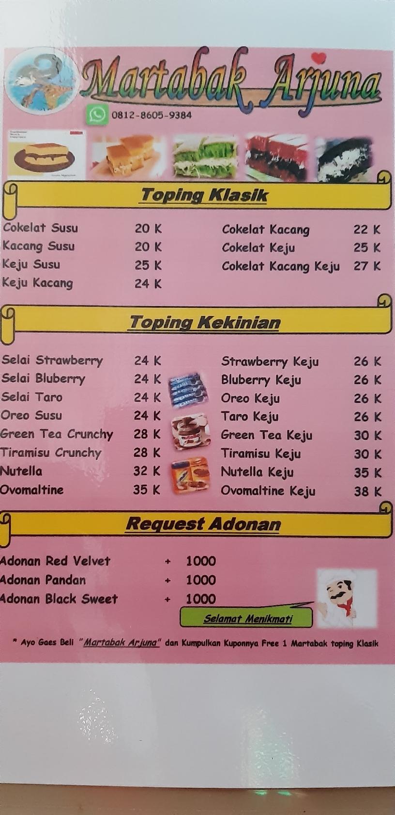Menu at MARTABAK ARJUNA restaurant, Depok
