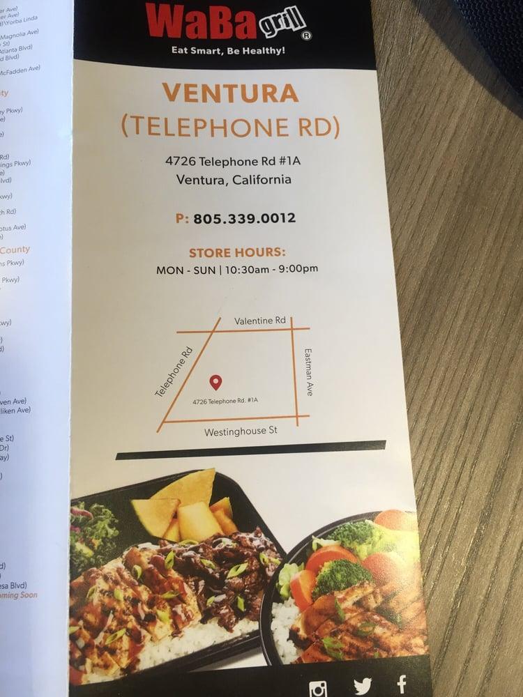 Menu at WaBa Grill fast food, Ventura, Telephone Rd Ste 1a