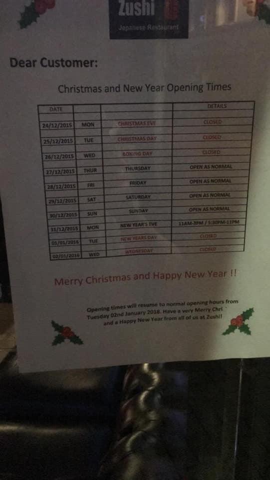 Menu at Zushi Restaurant, Banbury