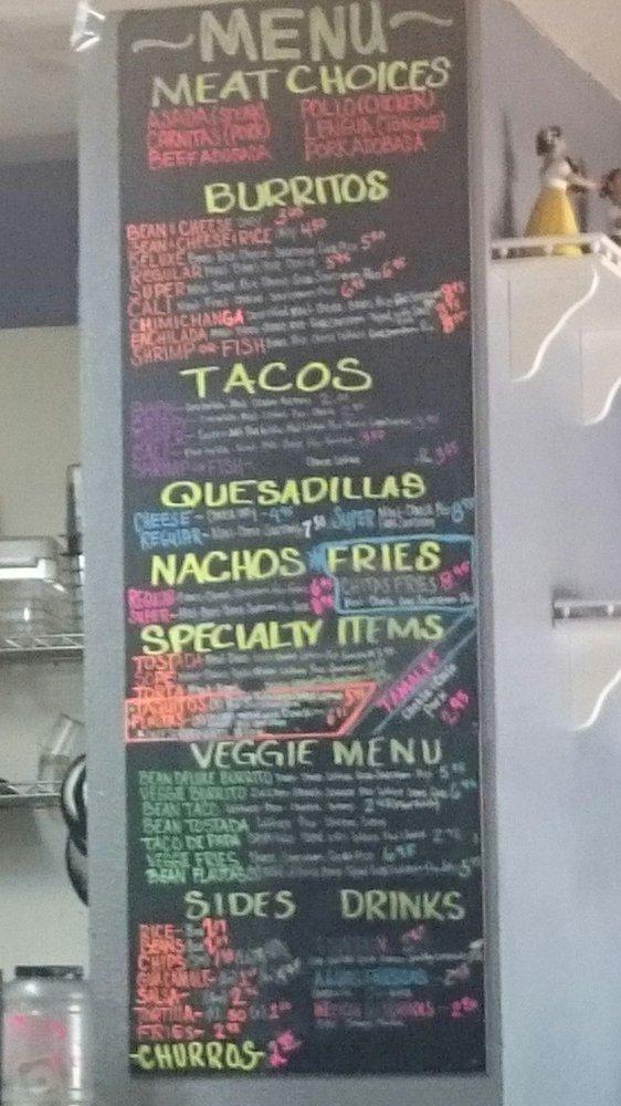 Menu at Chita's Taqueria restaurant, Sacramento