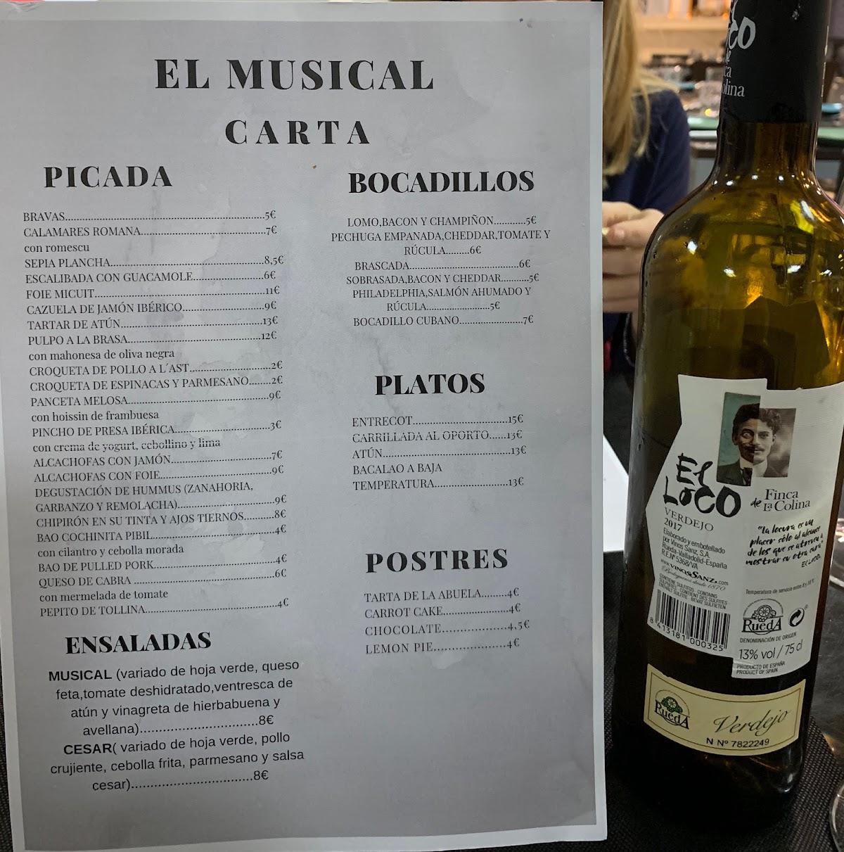 Carta de Restaurant El Musical, Foios