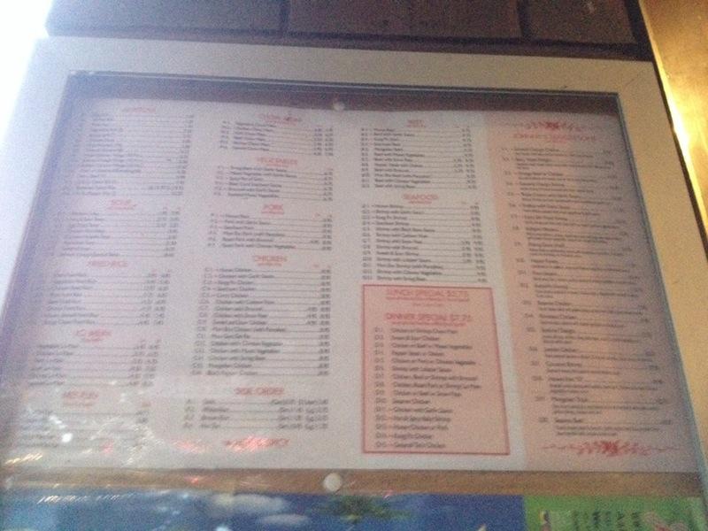 Menu at Johnny Chang's restaurant, Philadelphia, S Broad St