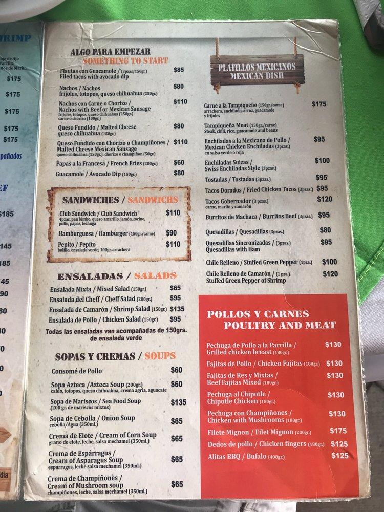 Menu at La Fonda del Chalio pub & bar, Mazatlán