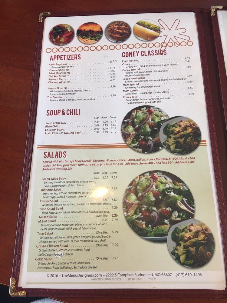 Menu at M & M Cafe, Canton