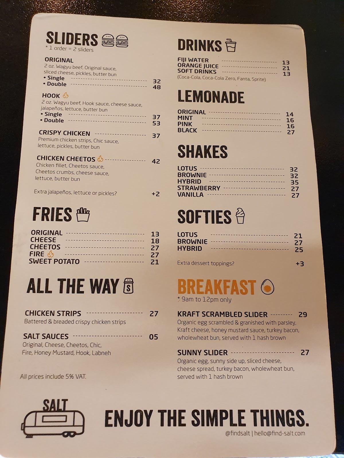 Menu at SALT - La Mer restaurant, Dubai, Shop 43