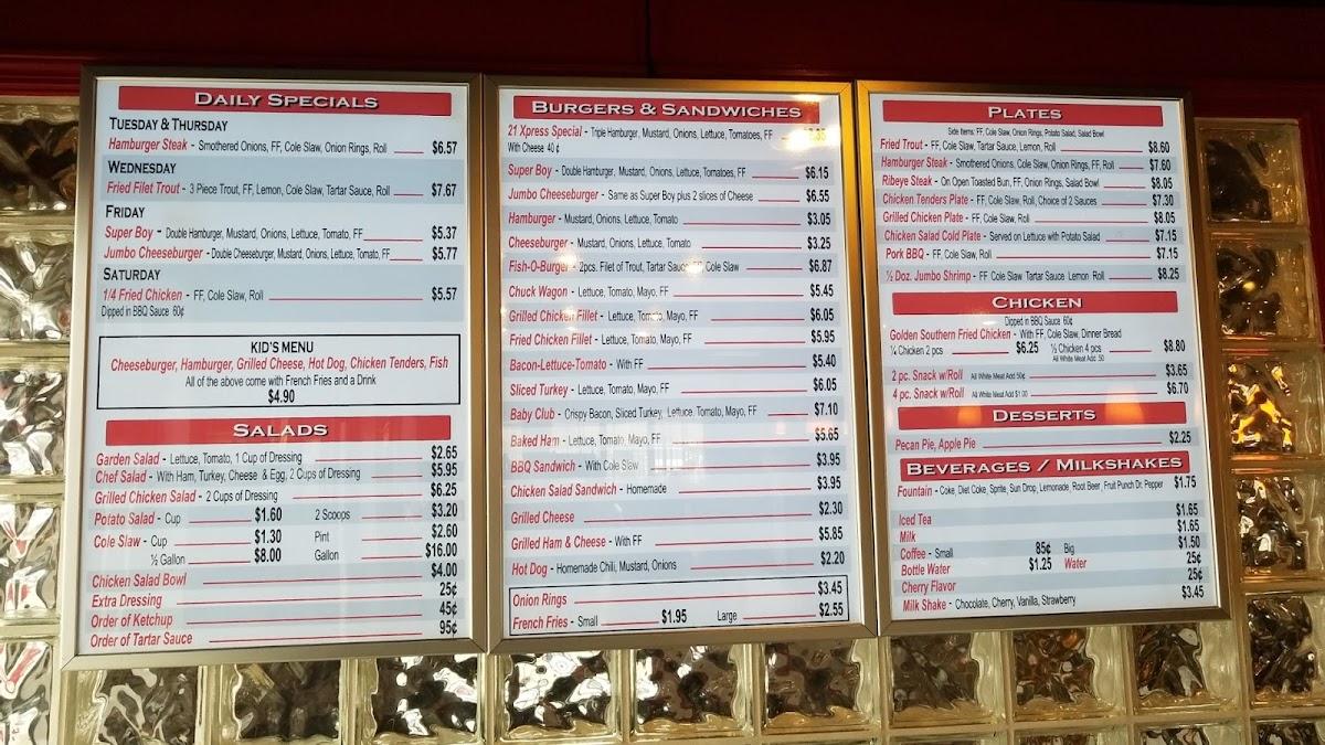 Menu at South 21 Matthews restaurant, Matthews, E Independence Blvd