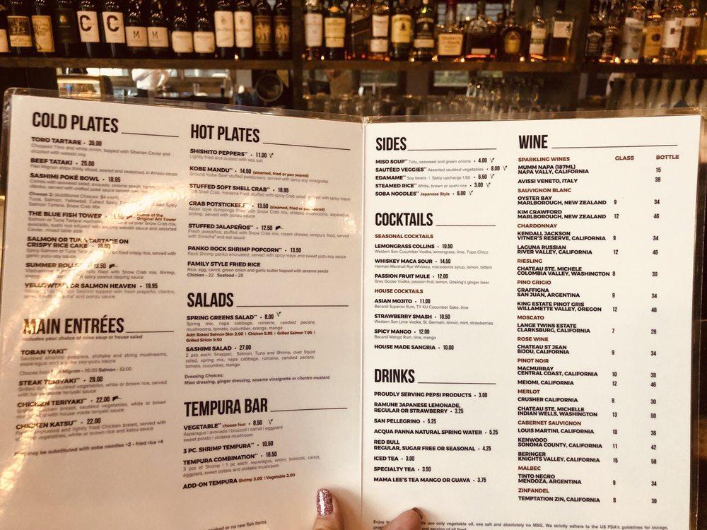 Carta del restaurante The Blue Fish Breckenridge, Breckenridge