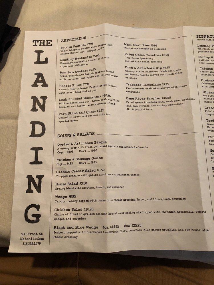Menu at The Landing Restaurant “The Loft @ 530”, Natchitoches