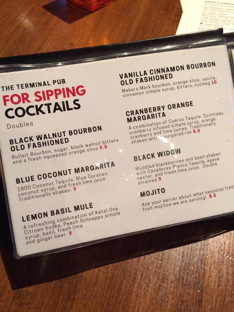Menu at The Terminal Pub, New Westminster
