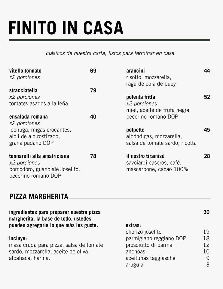 Carta de Troppo Restaurante, Lima