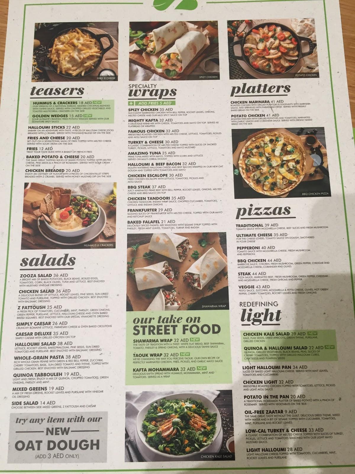 Menu at Zaatar w Zeit - Mira Town Center restaurant, Dubai