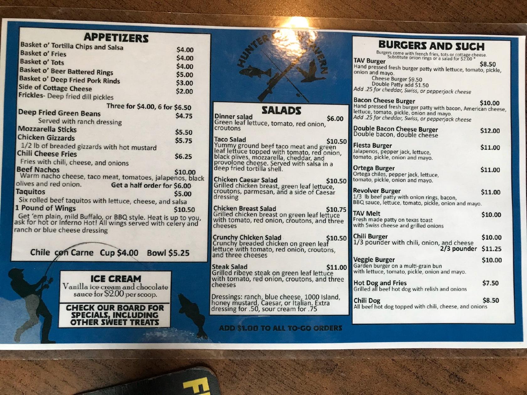 Menu at Hunter Creek Bar & Grill, Gold Beach