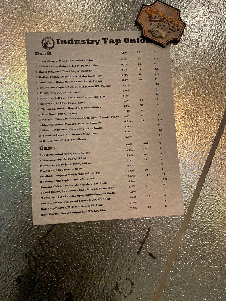 Menu at Industry Tap Union pub & bar, Fresno