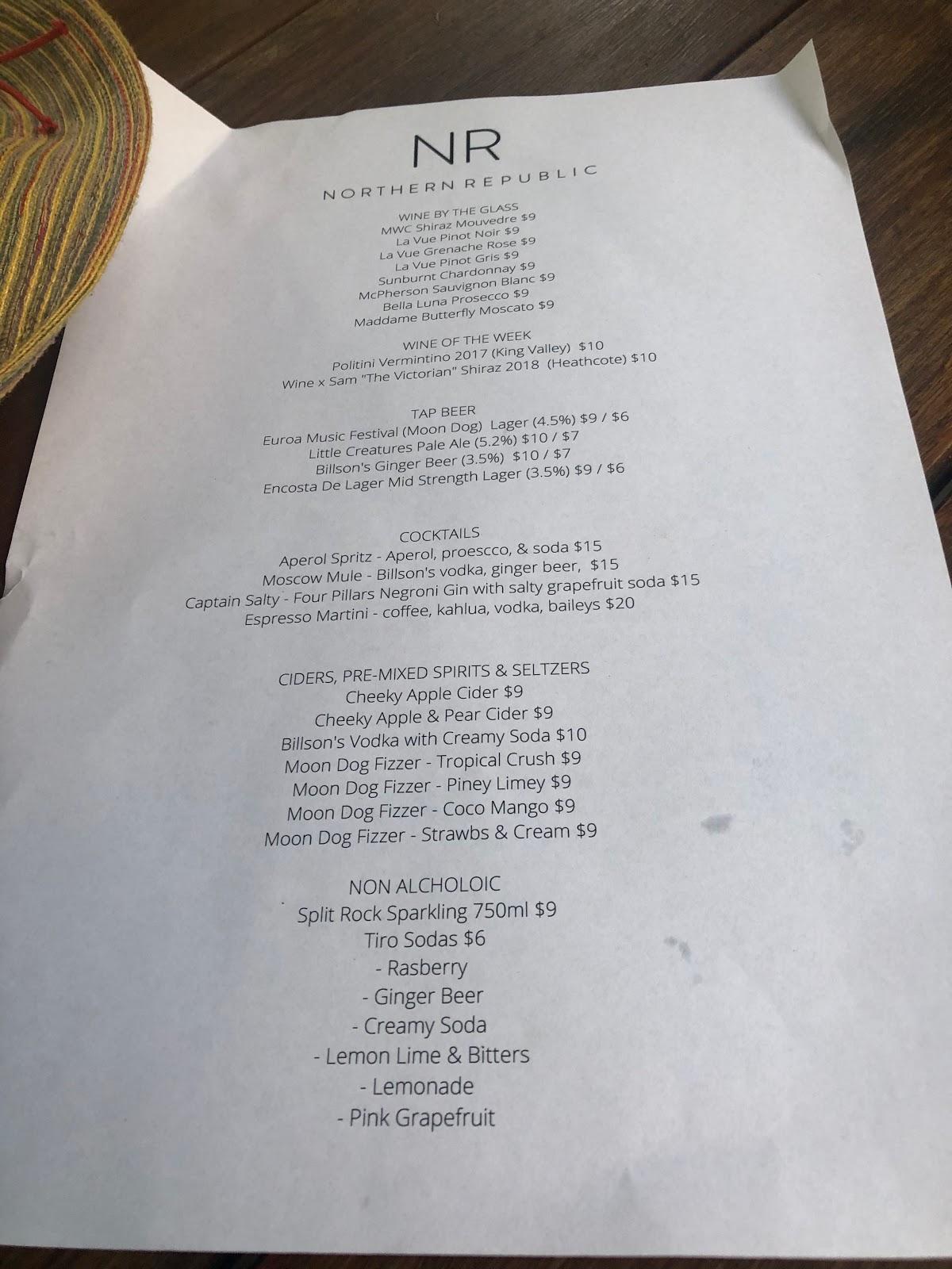 Menu at North Eastern Hotel pub & bar, Euroa