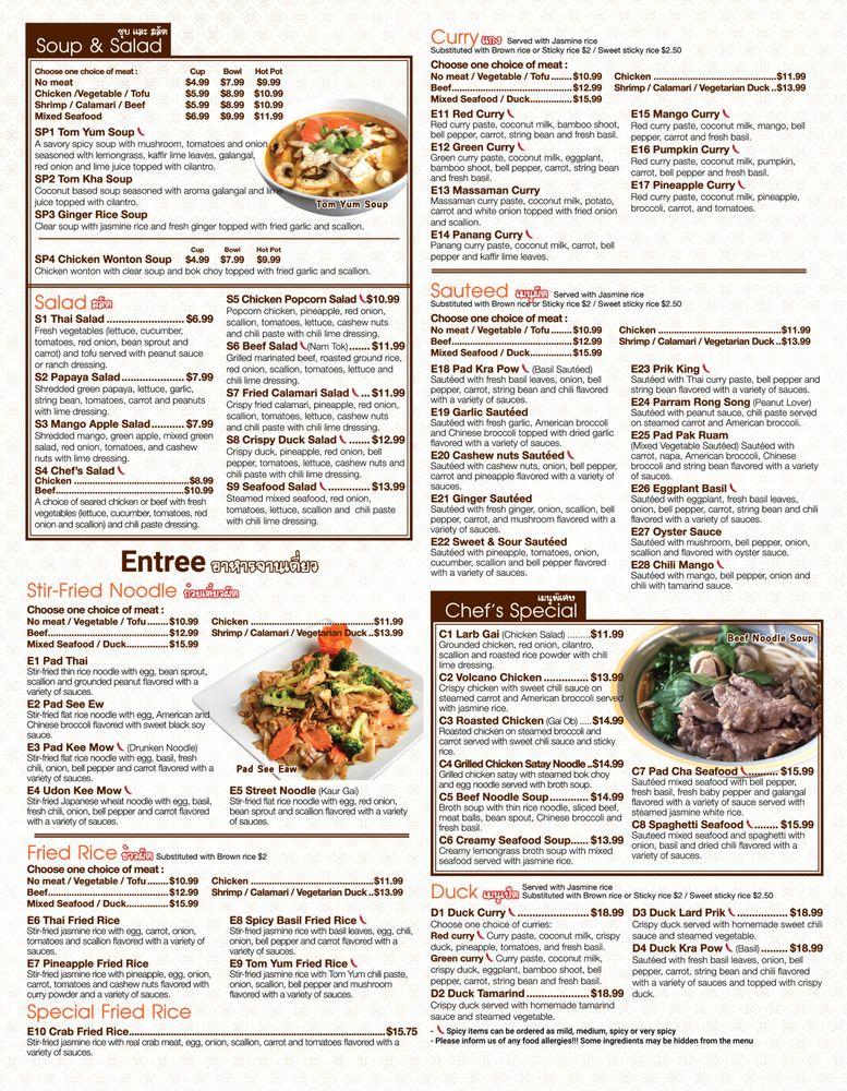 Menu at Thai Ros Thip restaurant, New York City