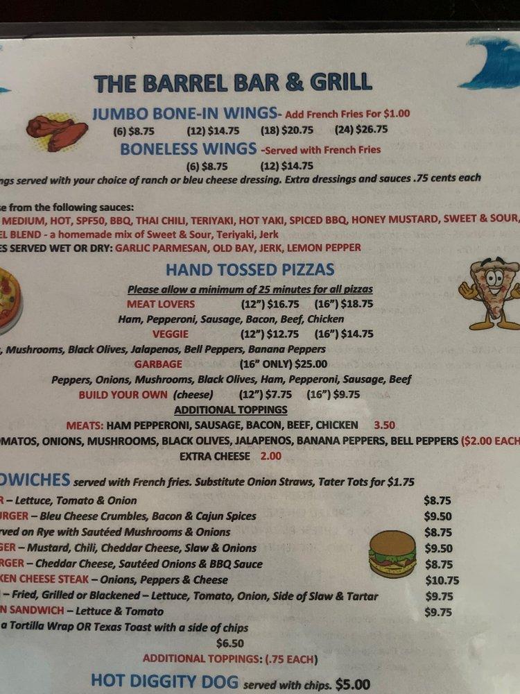 Menu at The Barrel Sports Bar & Grill, Myrtle Beach