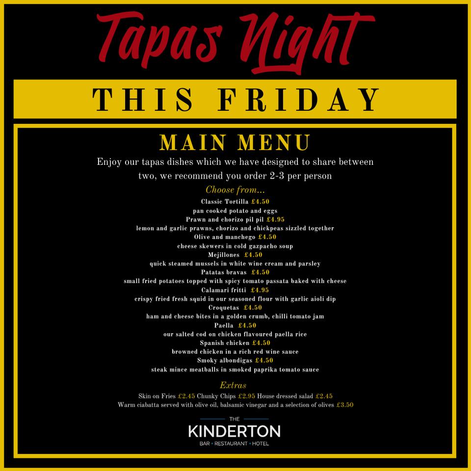 Menu at The Kinderton pub & bar, Middlewich