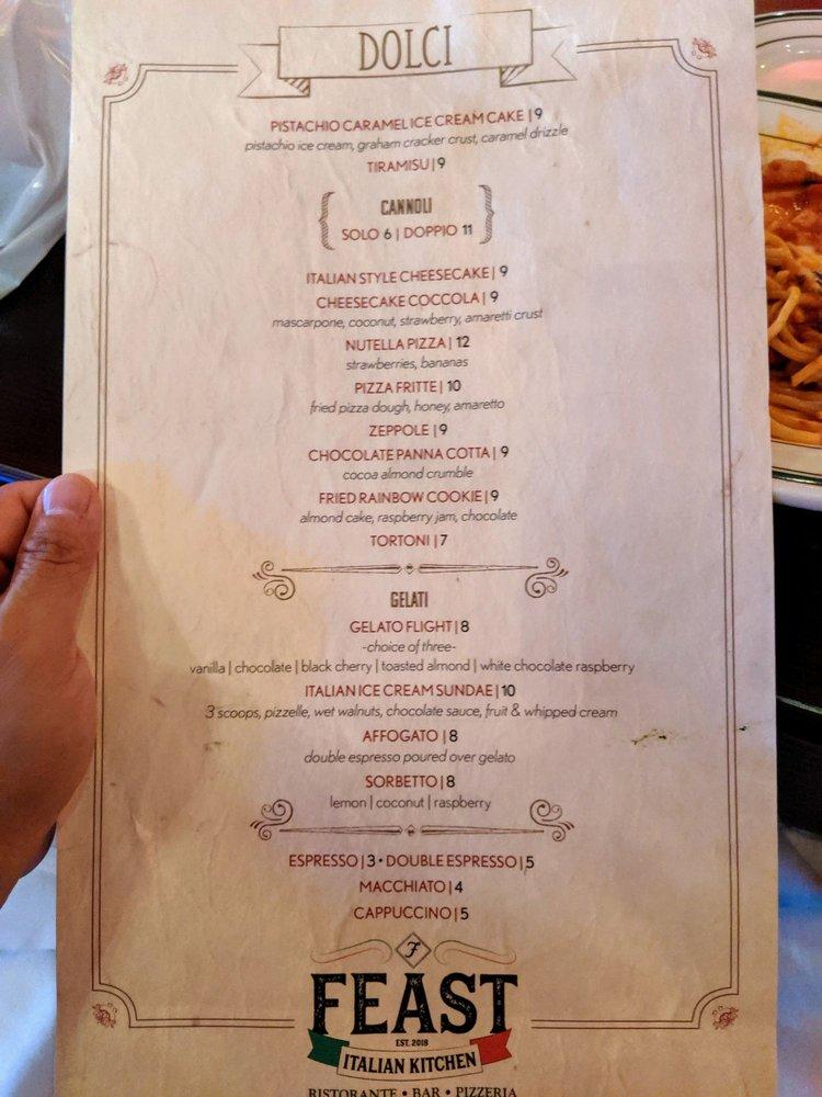 Menu at Feast Italian Kitchen Old Bridge NJ pub & bar, Old Bridge Township