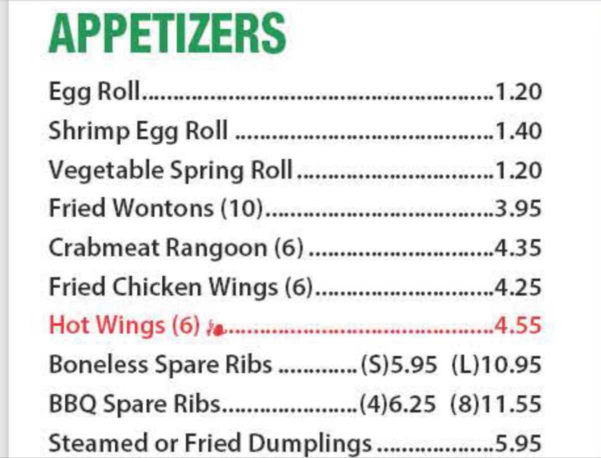 Menu at Green Tea Chinese Drive Thru restaurant, Green Bay, E Mason St