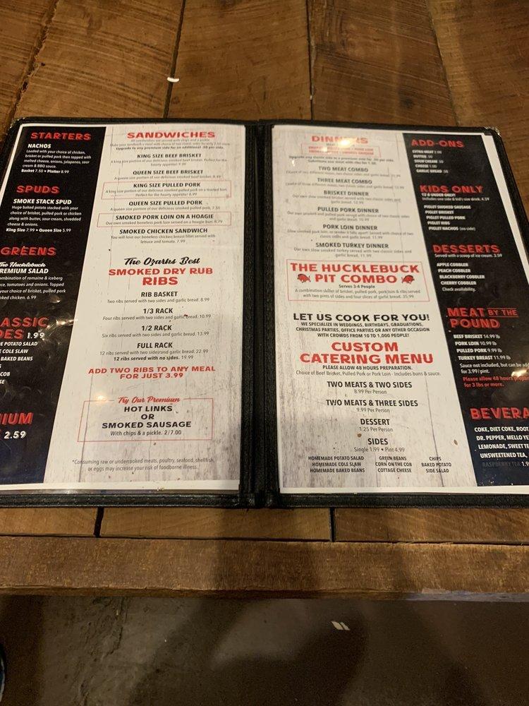 Menu at Hucklebuck 60 BBQ, Seymour