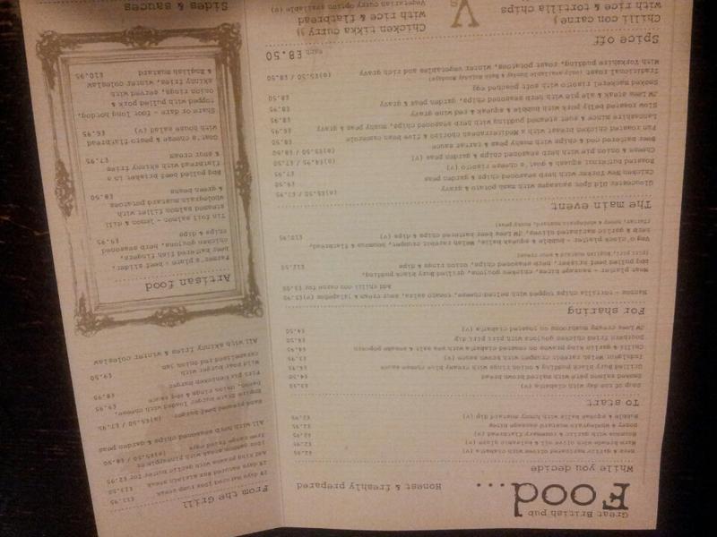 Menu at The Spring Inn pub & bar, Rochdale