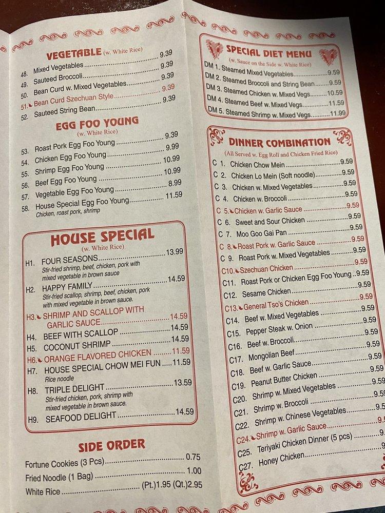 Menu at Touch of Asia Chinese Buffet restaurant, Osage Beach