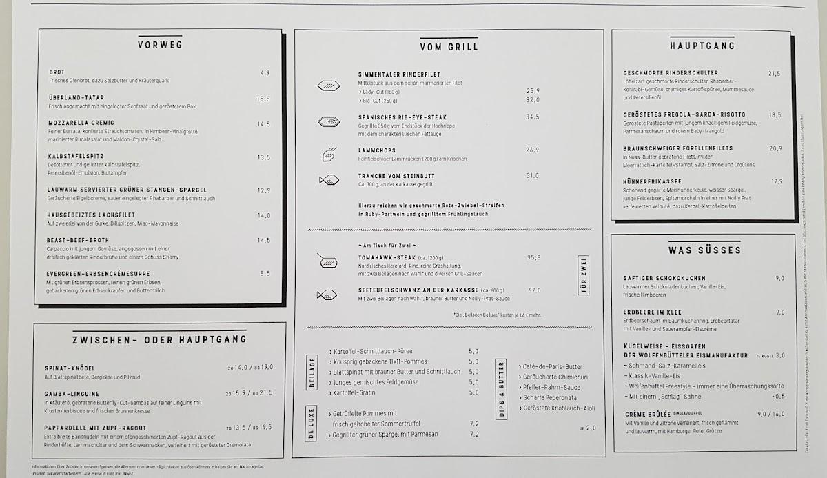 Menu at ÜBERLAND pub & bar, Brunswick, Willy-Brandt-Platz 18
