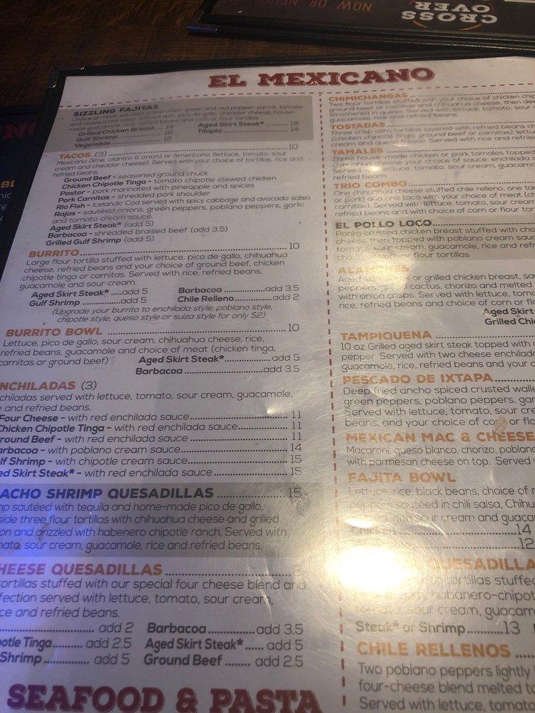 Menu at Crossover Cantina & Eatery pizzeria, Waterford