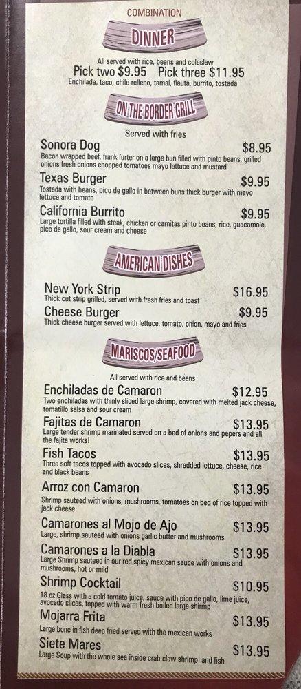 Menu at El Tapatio Mexican Grill restaurant, Vero Beach