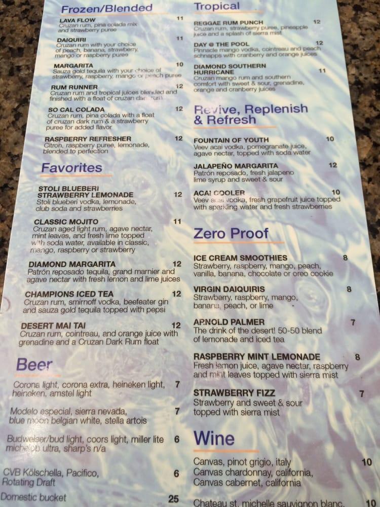 Menu at Oasis Bar, Indian Wells, Indian Wells Ln
