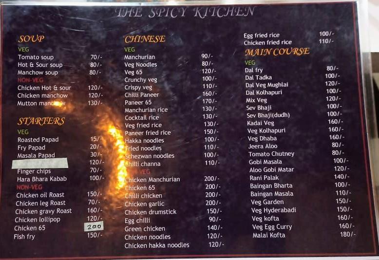 Menu at The Spicy Kitchen VEG-NON VEG, Rajura