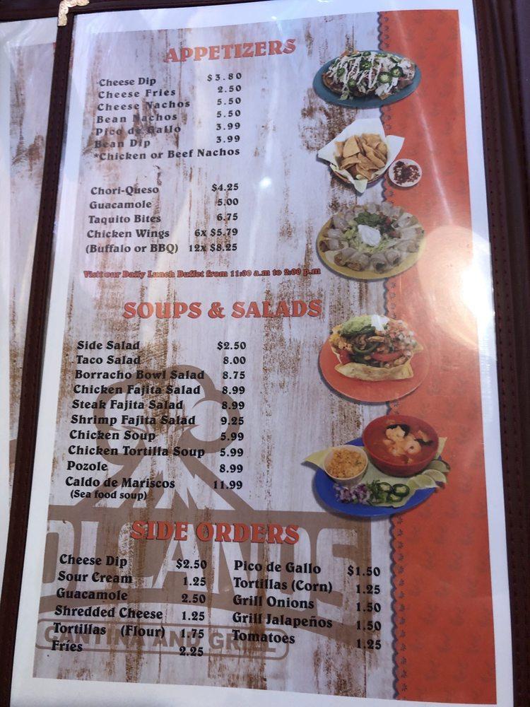 Menu at Volcano's Cantina and Grill restaurant, Norman