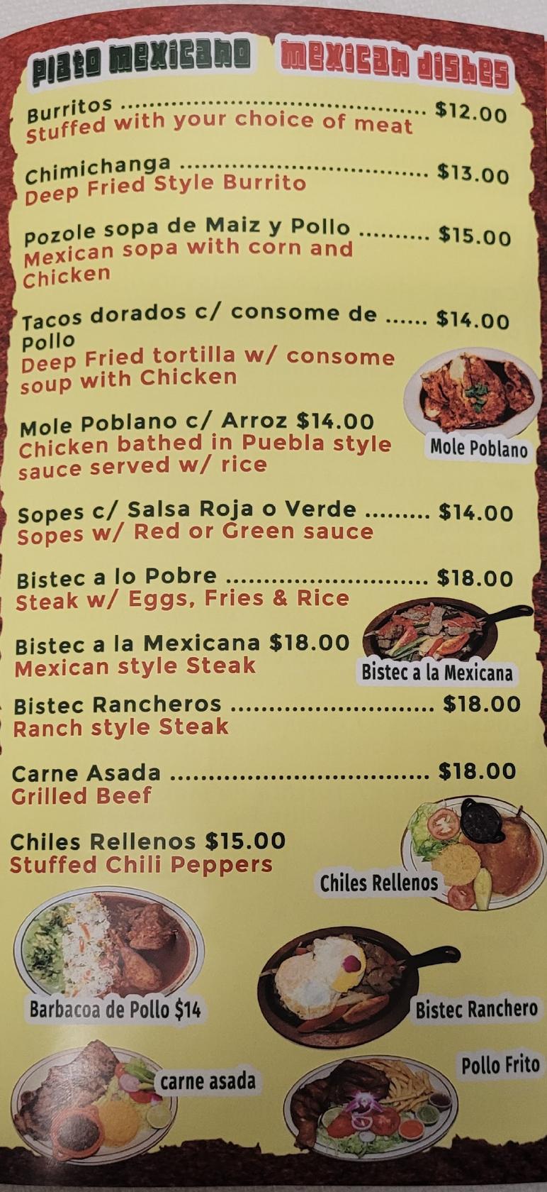 Menu at Carlos Mexican Food restaurant, Little Falls