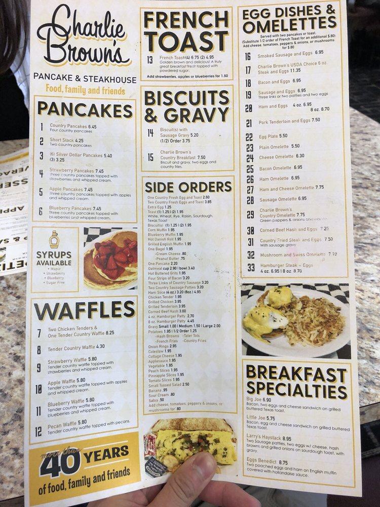 Menu at Charlie Browns Pancake & Steak House steakhouse, Indianapolis