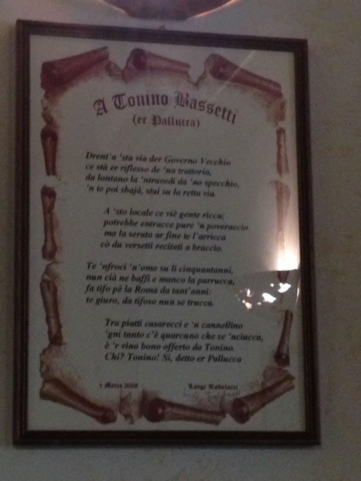 Menu da Da Tonino - Trattoria Bassetti ristorante, Roma