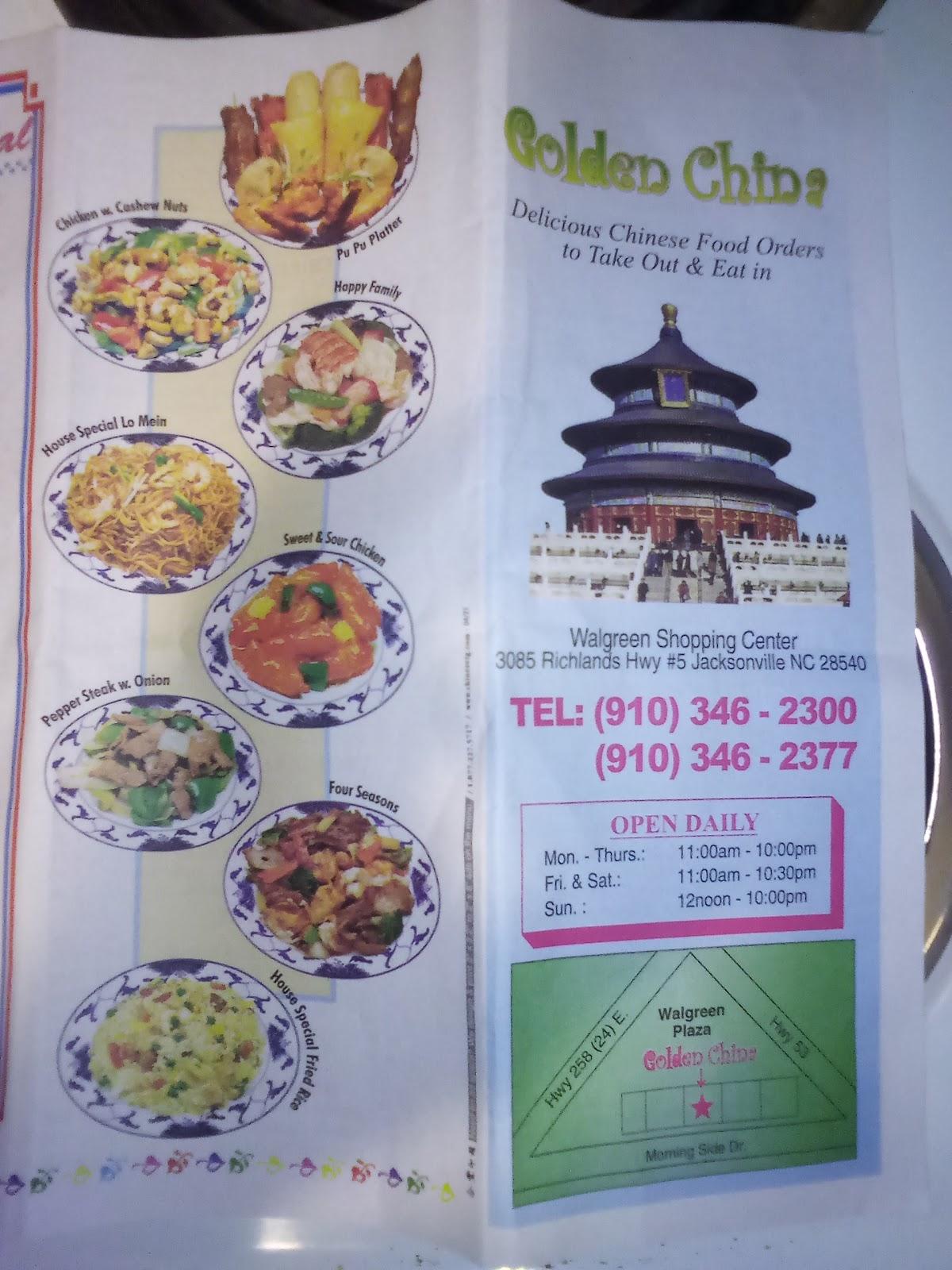 Menu at Golden China Restaurant, Jacksonville, Richlands Hwy
