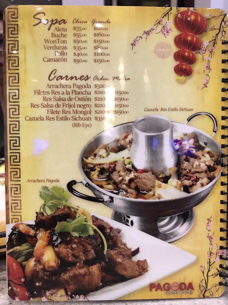 Menu at Pagoda Cocina China restaurant, Mexicali