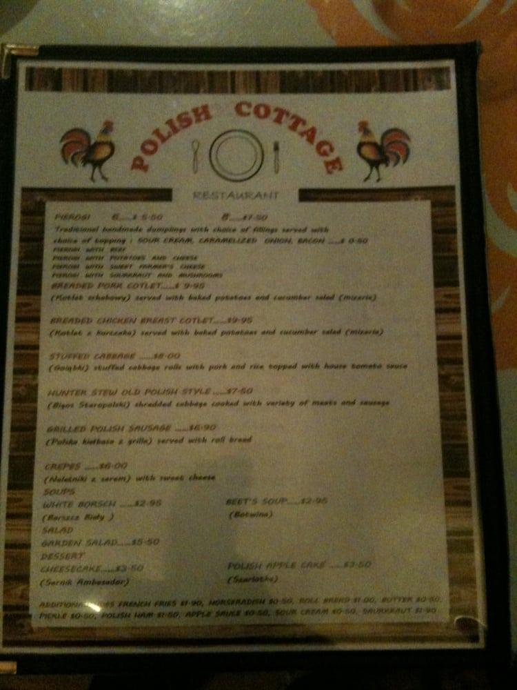 Menu at Polish Cottage restaurant, Tucson, E Broadway Blvd