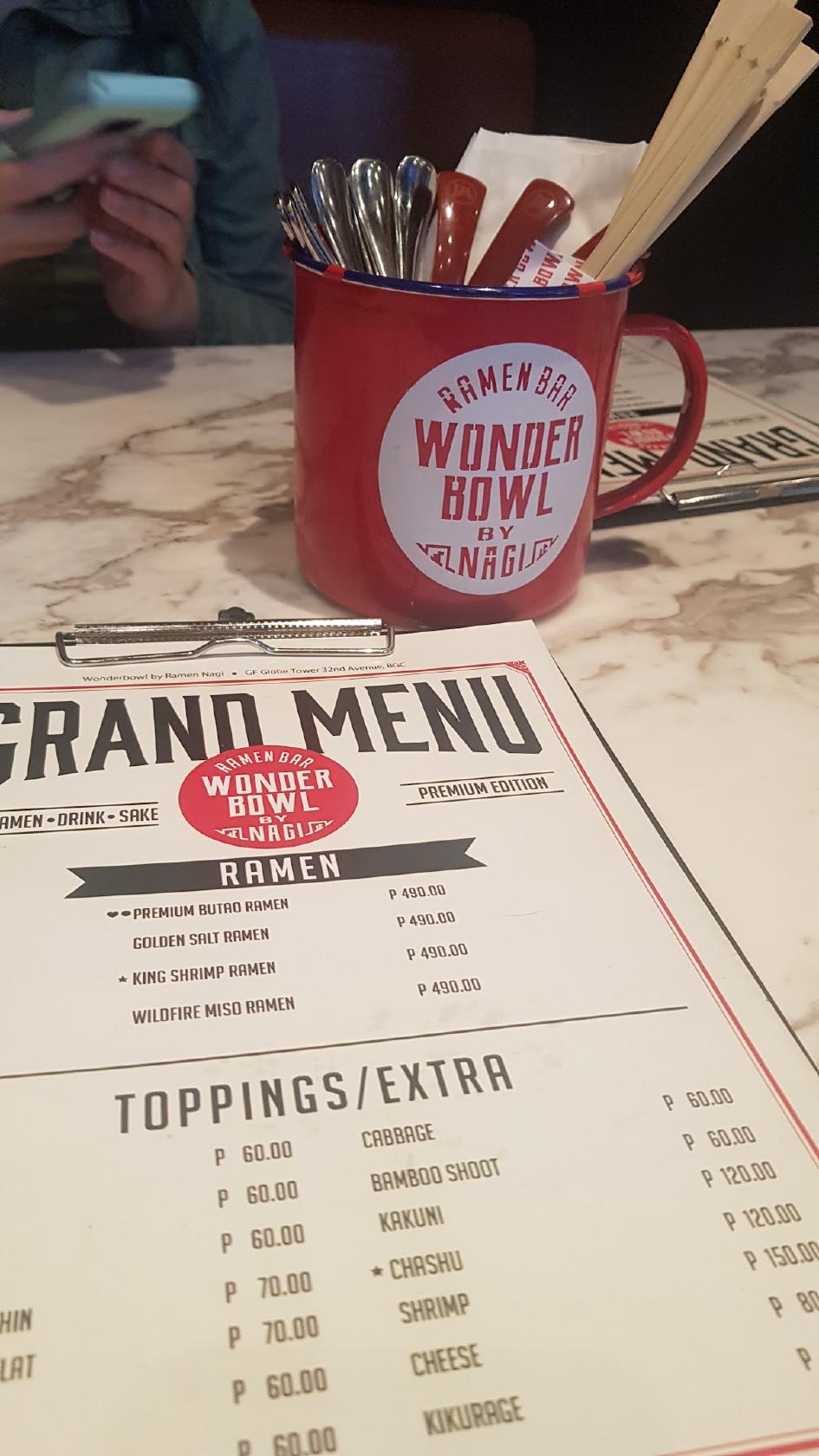 Menu at Wonder Bowl by Ramen Nagi restaurant, Taguig