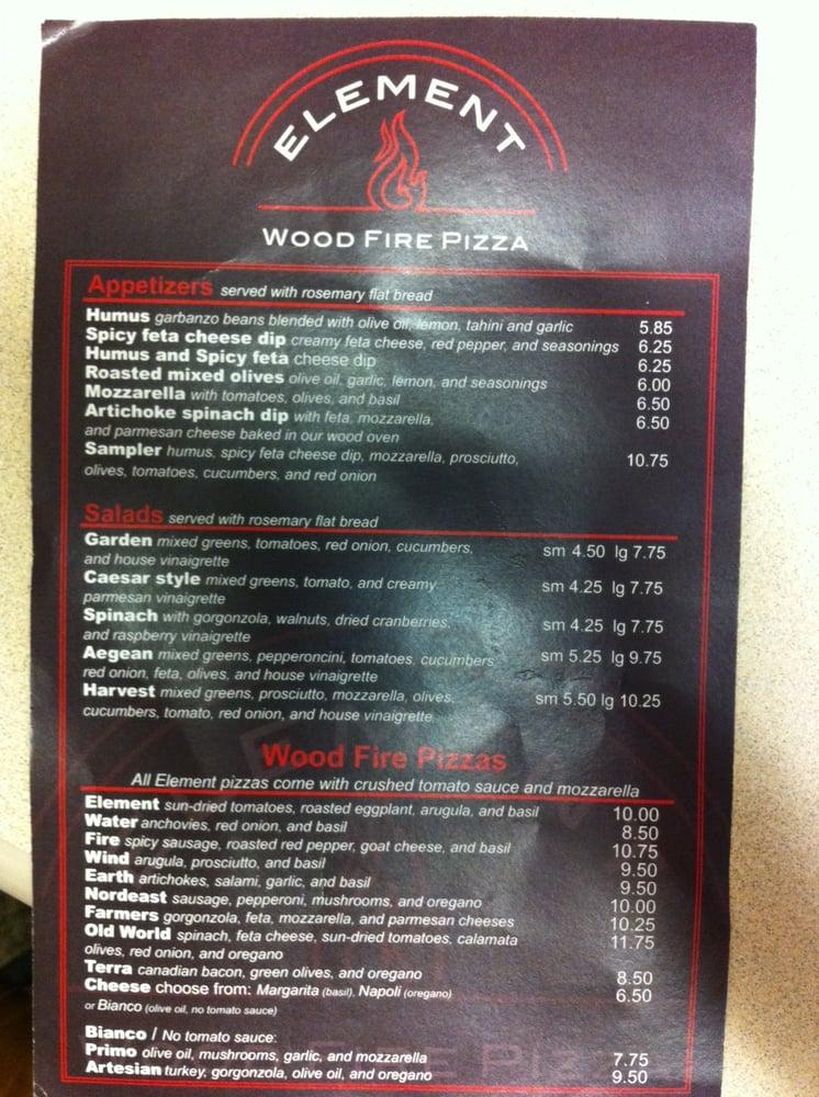 Menu at Element Wood Fire Pizza pizzeria, Minneapolis