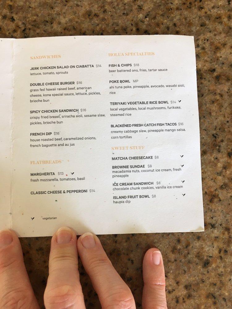 Menu at Holua Poolside Bar & Lounge, Holualoa