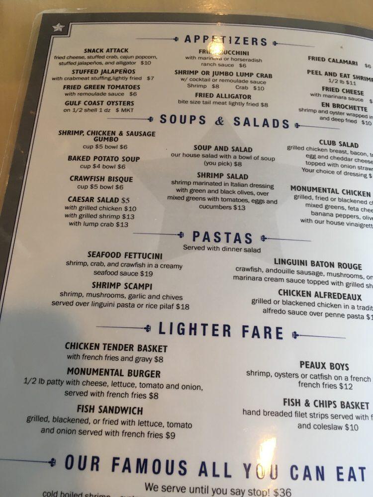 Menu at Monument Inn restaurant, La Porte, Independence Pkwy