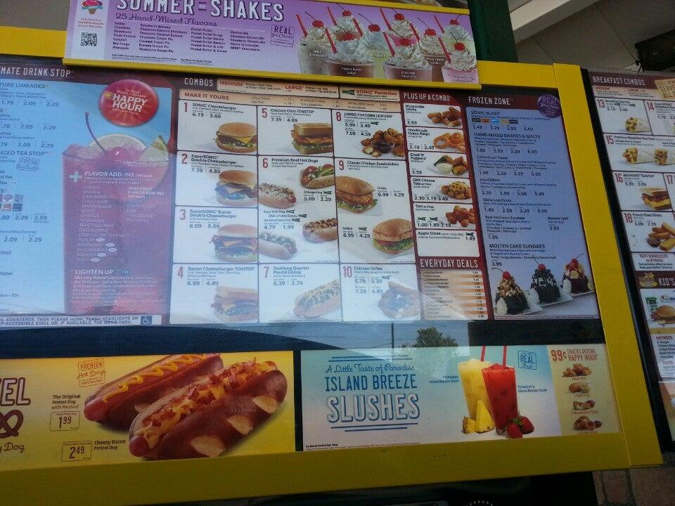 Menu at Sonic Drive-In fast food, Hobbs, N Turner St