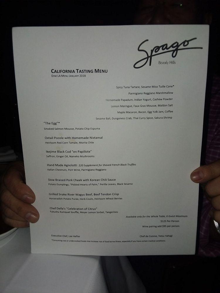 Menu at Spago pub & bar, Beverly Hills, 176 N Canon Dr